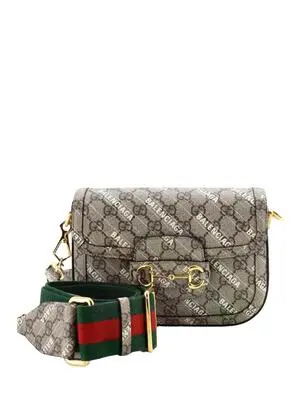 Gucci Gucci X Balenciaga The Hacker Project Horsebit 1955 GG Coated Canvas Mini Shoulder Bag Brown