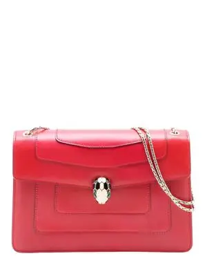 BVLGARI Calfskin Serpenti Forever Shoulder Bag - Red