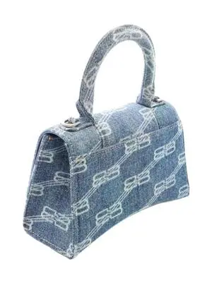 Balenciaga Hourglass Bb Monogram Denim Handbag - Blue
