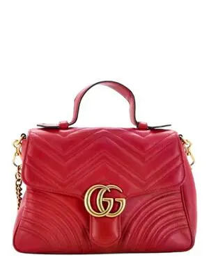Gucci Gucci Matelassé Leather Small Satchel Red