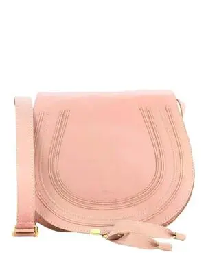 Chloé Chloé Marcie Leather Medium Crossbody Bag Pink