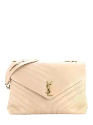 Saint Laurent Loulou Matelassé Chevron Leather Shoulder Bag - Neutrals