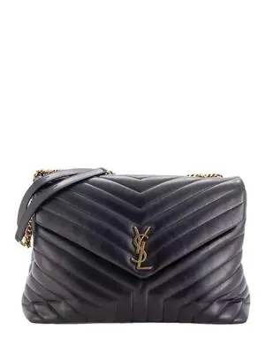 Saint Laurent Loulou Matelasse Chevron Leather Shoulder Bag - Black