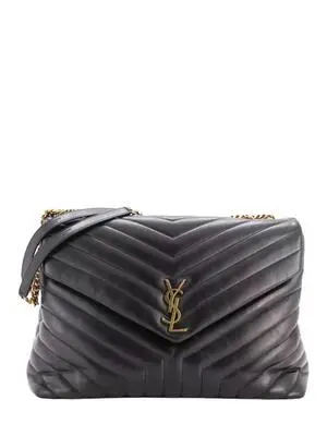 Saint Laurent Loulou Matelasse Chevron Leather Shoulder Bag - Black