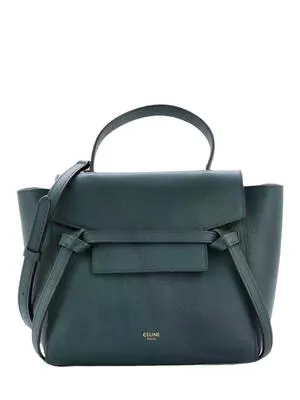 Celine Textured Leather Nano Belt Bag - Green
