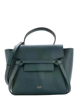 Celine Celine Belt Bag Textured Leather Nano Shoulder Bag Green