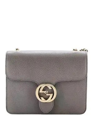 Gucci Interlocking Leather Shoulder Bag - Grey