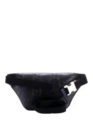 Gucci Gg Embossed Perforated Leather Belt Bag - Black