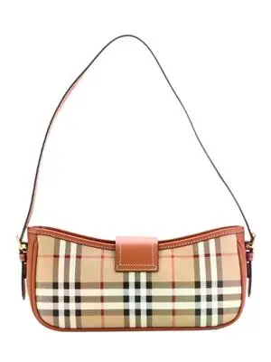 Burberry Vintage Check Coated Canvas Shoulder Bag With Buckle - Brown