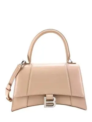 Balenciaga Hourglass Top Handle Bag Leather Small Satchel - Neutrals