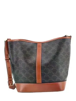 Celine Triomphe Coated Canvas Medium Bucket Bag - Brown