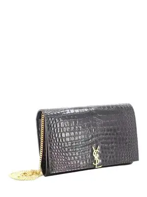 Saint Laurent Classic Monogram Flap Chain Wallet - Black