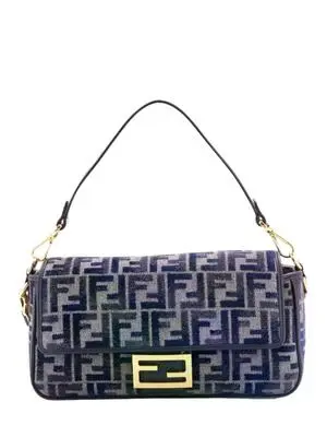Fendi Baguette Nm Bag Zucca Chenille Medium Shoulder Bag - Blue