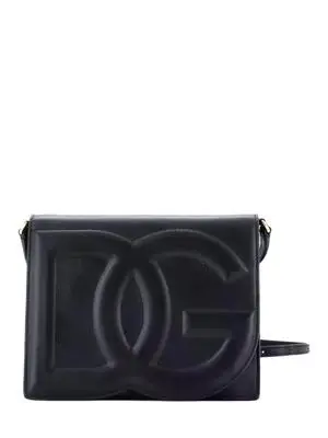 Dolce & Gabbana Dg Logo Flap Shoulder Bag Leather Small Crossbody Bag - Black