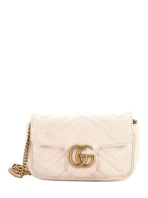 Gucci Gucci Matelasse Leather Super Mini Crossbody Bag White