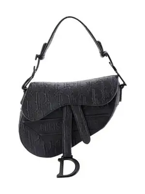 Dior Saddle Handbag Oblique Embossed Calfskin Mini Shoulder Bag - Black