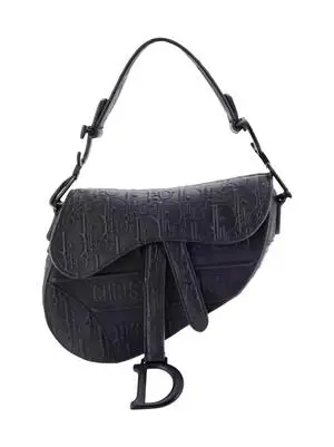 Dior Saddle Handbag Oblique Embossed Calfskin Mini Shoulder Bag - Black