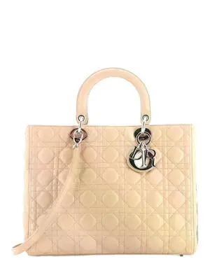 Dior Lady Cannage Quilt Lambskin Tote Bag - Neutrals
