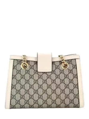 Gucci Gucci Padlock Chain GG Coated Canvas Small Shoulder Bag Neutrals