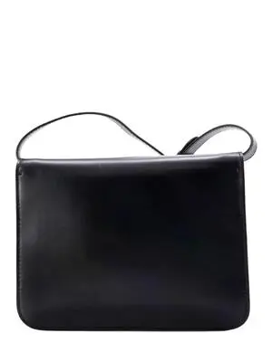 Burberry Tb Flap Bag Leather Medium Crossbody Bag - Black
