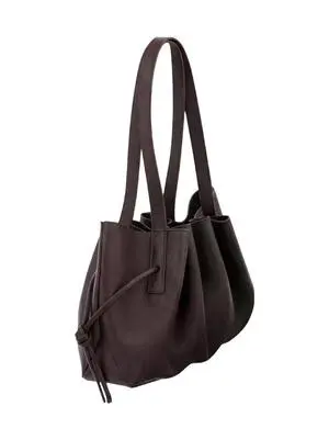 Yuzefi Scallop Leather Shoulder Bag - Brown