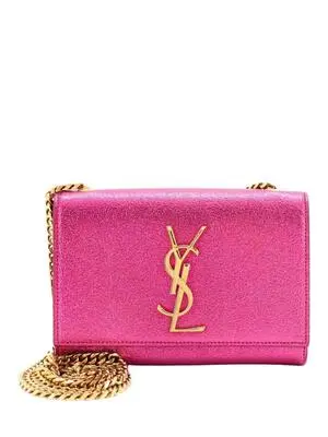 Saint Laurent Classic Monogram Glitter Leather Small Crossbody Bag - Pink