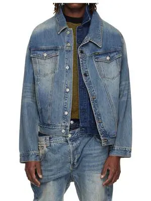 Andersson Bell Asymmetrical Layered Denim Jacket - Blue