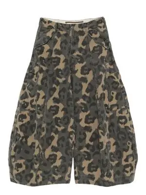 R13 Wide-leg Leopard Print Denim Trousers - Grey