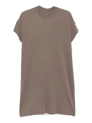 Rick Owens Double-layer Cotton T-shirt With Dropped Shoulders, Oversized Fit, Hip-length - Grigio