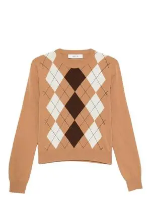 JUCCA Argyle Pattern Virgin Wool Sweater - Brown