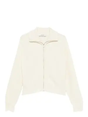 JUCCA Zip Front Knit Cardigan - White