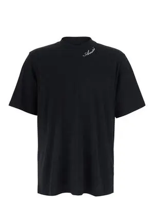 Amiri Graphic Mock Neck Short Sleeve T-shirt - Black