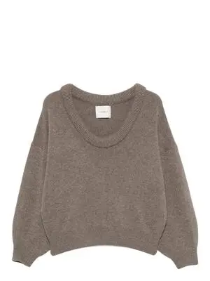 LISA YANG LISA YANG Cashmere Off-Shoulder Sweater Marrone
