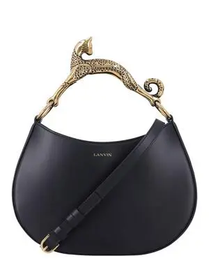 LANVIN Lanvin Sculptural Cat Handle Hobo Bag Nero