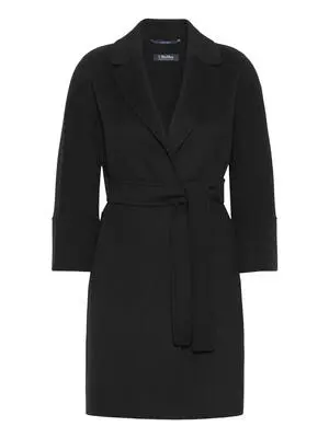 Max Mara S MAX MARA Wide-Fit Belted Wool Coat Nero