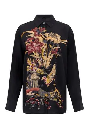 ETRO ETRO Etched Graphic Silk Long-Sleeve Shirt