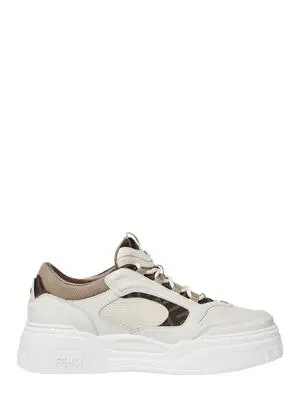Fendi Force Leather Sneakers - Alabaster