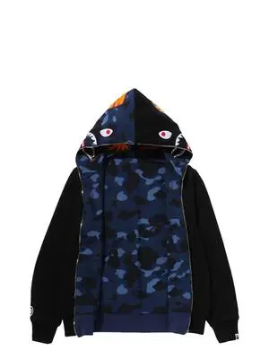 A BATHING APE Color Camo Reversible Shark Full Zip Hoodie - Navy