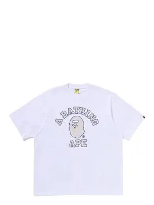 A BATHING APE Hand Drawn Outline College Relaxed Fit T-shirt - White