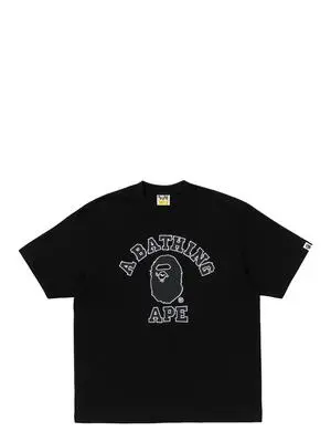 A BATHING APE Hand Drawn Outline College Relaxed Fit T-shirt - Black
