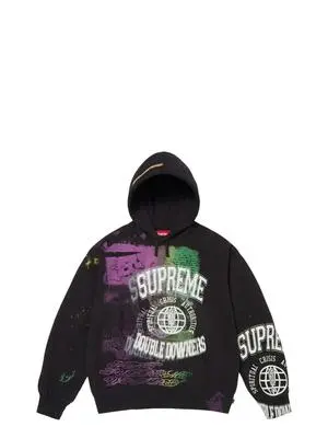 Supreme Ss26 Overprint Hooded Sweatshirt - Black