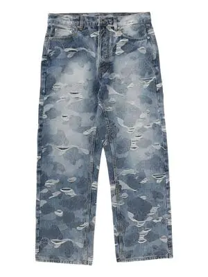 A BATHING APE Solid Camo Jacquard Denim Pants - Blue