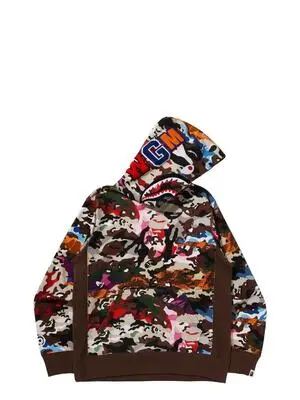A BATHING APE Hybrid Camo Shark Pullover Hoodie - Multi-color