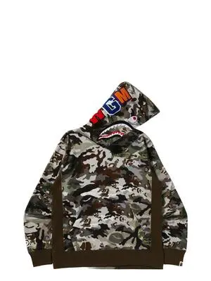 A BATHING APE Hybrid Camo Shark Pullover Hoodie - Green