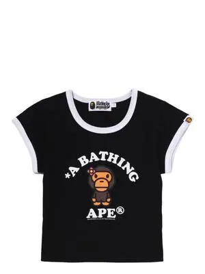 A BATHING APE Baby Lisa College Cropped T-shirt - Black