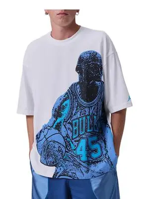JORDAN Sport Dri-fit Graphic T-shirt 'white Blue Beyond - White/blue Beyond