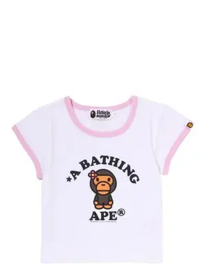 A BATHING APE Baby Lisa College Cropped T-shirt - White