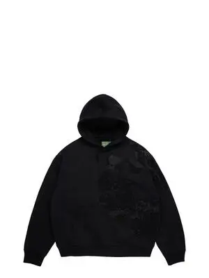 DENIM TEARS Biggie Rhinestone Cotton Wreath Hoodie - Black