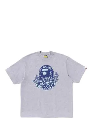 A BATHING APE Palm Resort Camo Ape Head T-shirt 'grey - Grey/blue