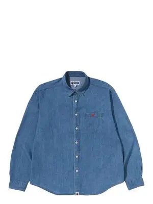 A BATHING APE Ape Head Relaxed Fit Denim Shirts - Blue